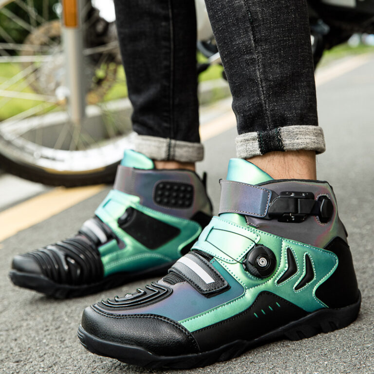 Reflective Leather Motorcycle Shoes - Baszu.com